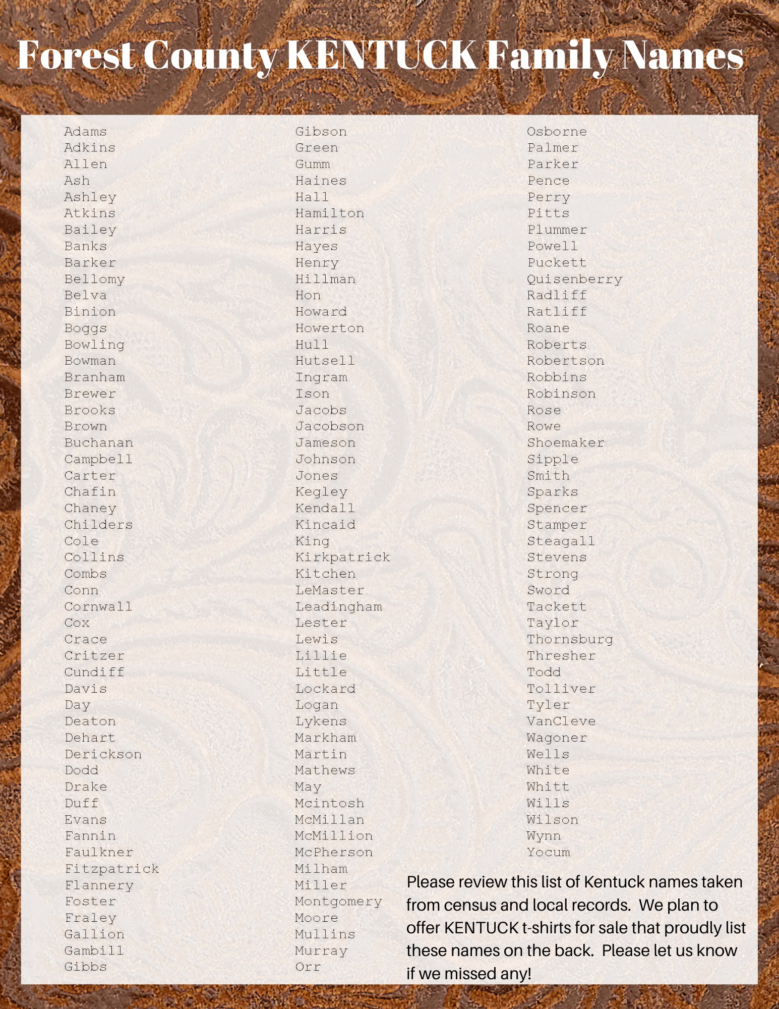 Kentuck Day T-shirts Now Available – Crandon Area Historical Society